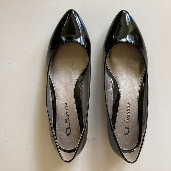 CL by Laundry | Shoes | Cl By Laundry Shiny Black Wedge Flatssize 8 ...